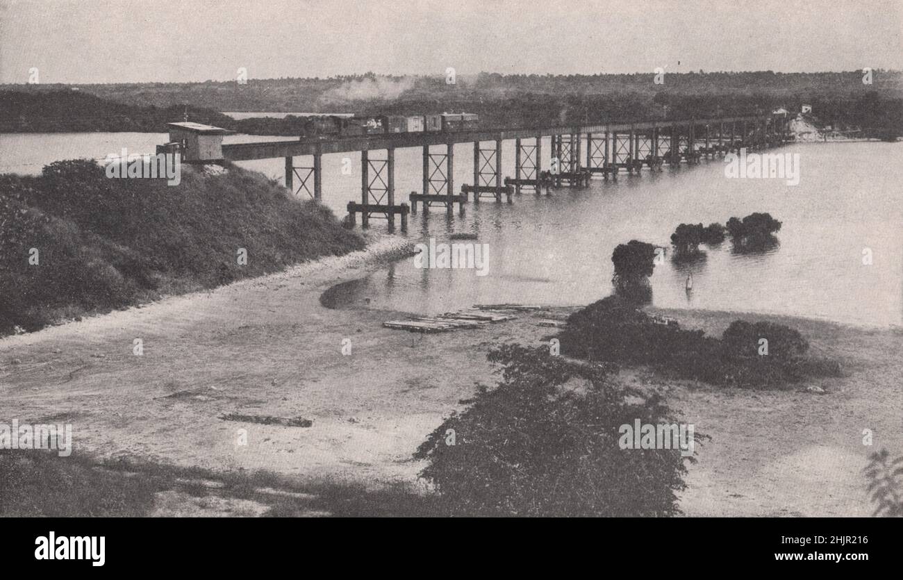 Salisbury bridge, of the Uganda Railway, leading from Mombasa Island to ...