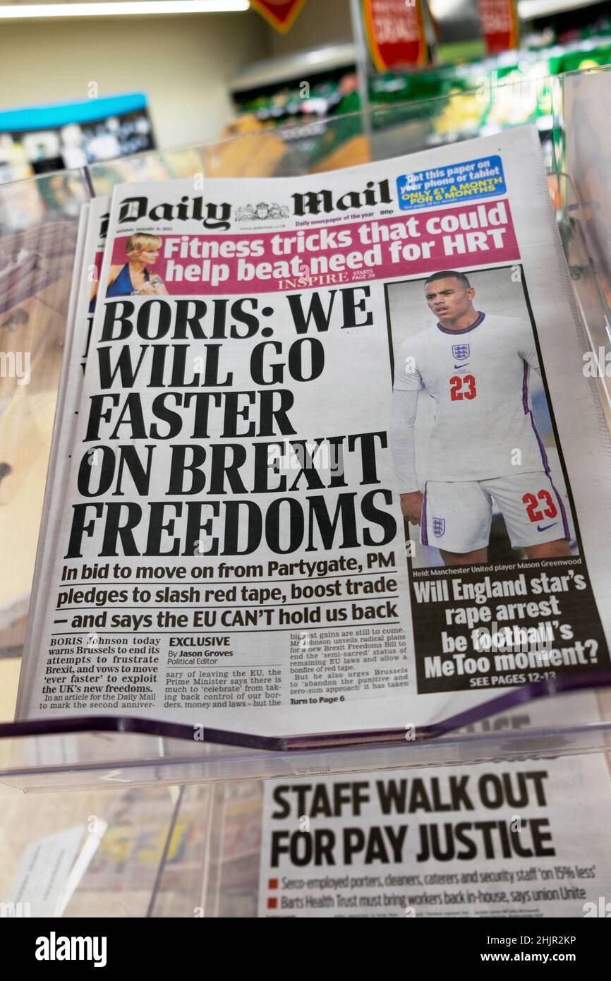 'Boris: We Will Go Faster on Brexit Freedoms' Daily Mail Partygate ...