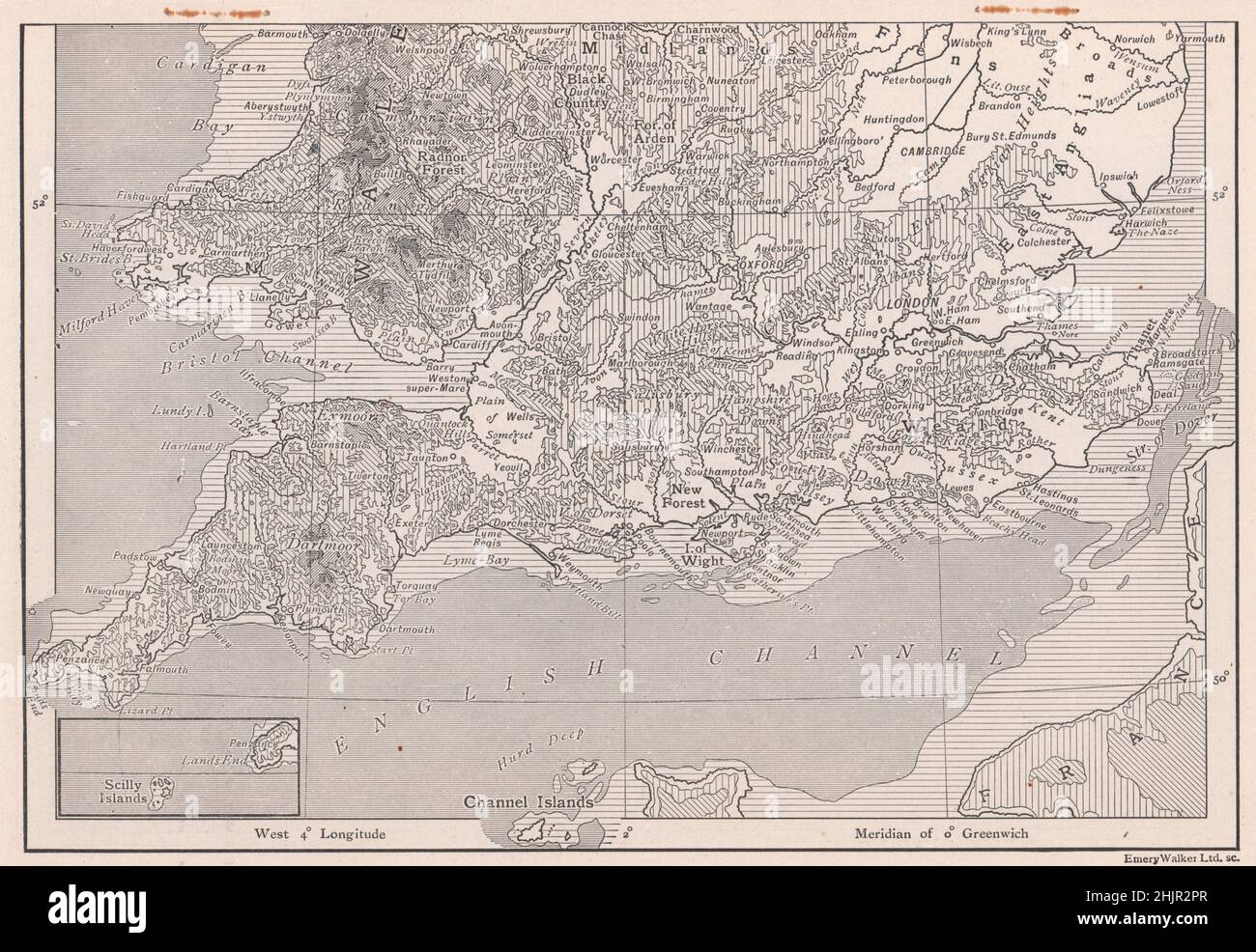 Relief Map of England with its hill and river systems, chief towns and ...
