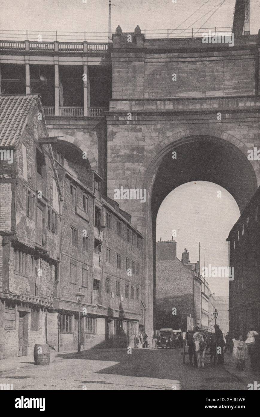Famous bridge in Northumberland's county town. England (1923 Stock ...