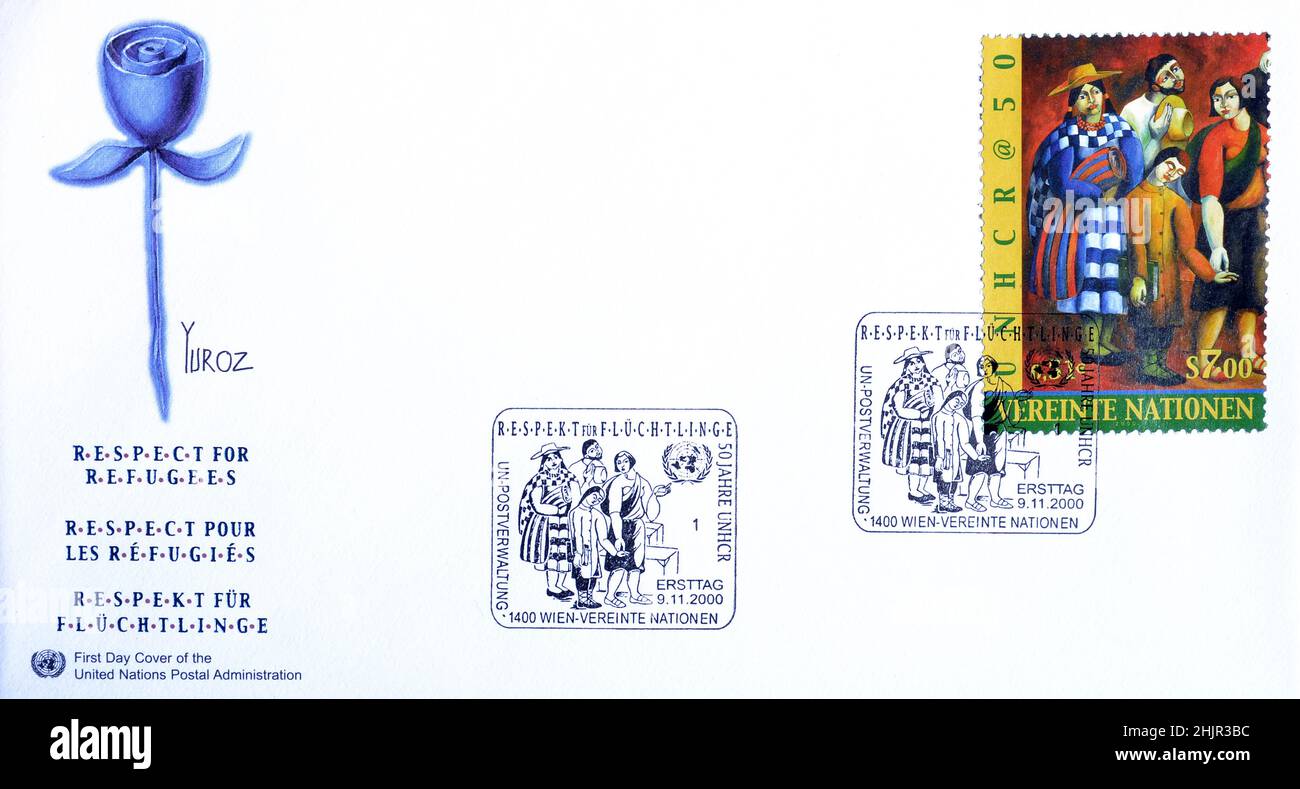 First Day Cover Letter with cancelled postage stamps printed by United ...