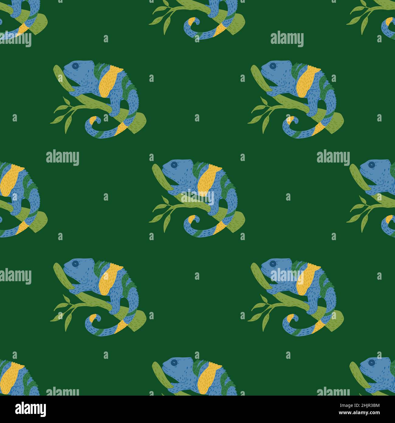 Chameleon seamless pattern. Background of tropical lizard. Repeated ...