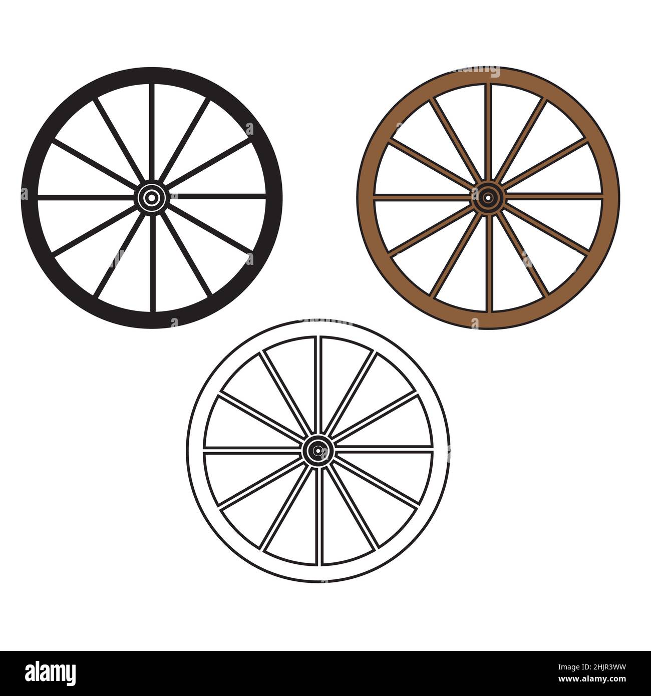 wooden wheel on white background. old wooden wheel sign. flat style ...