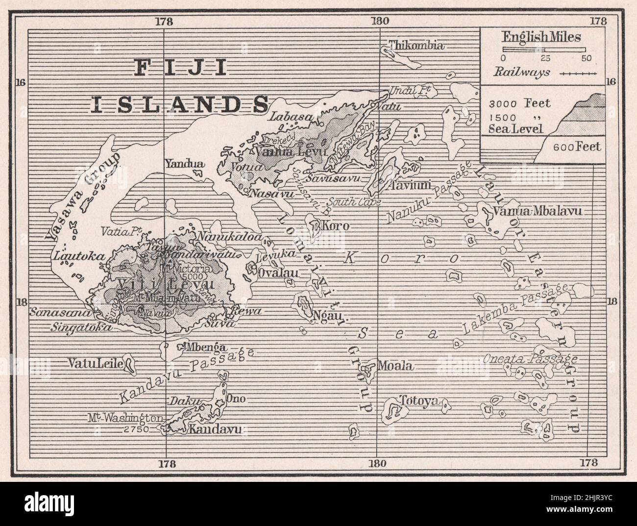 How the peaks of Fiji are thrust from the Pacific. Fiji Islands (1923 ...