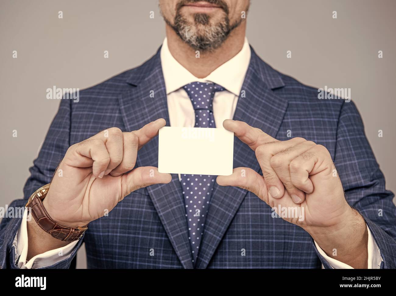 For keeping introduction formal. Business card in male hands. Formal ...