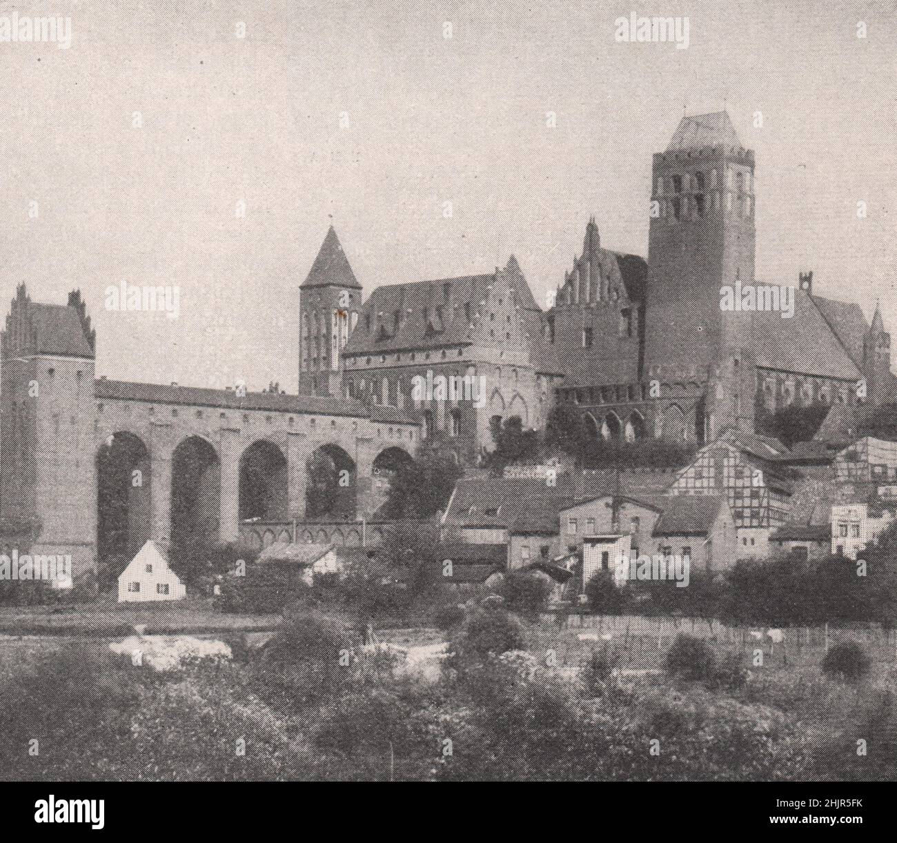 Marienwerder: Cathedral and Castle seen from the South-West. Germany ...
