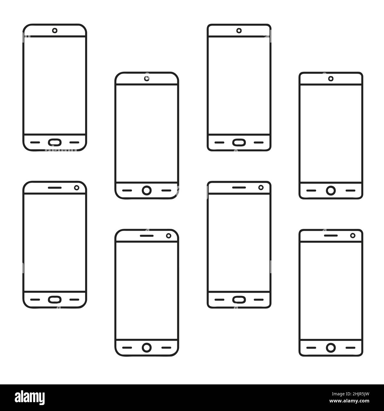 Outline smartphone set - vector illustration Stock Vector Image & Art ...