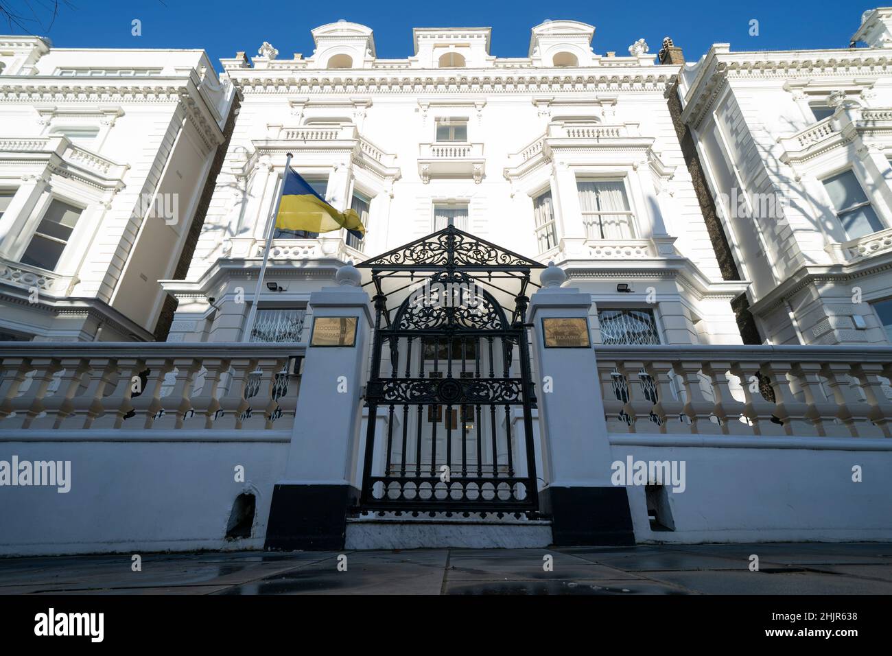 A general view of the Ukrainian Embassy in London. Prime Minister Boris ...
