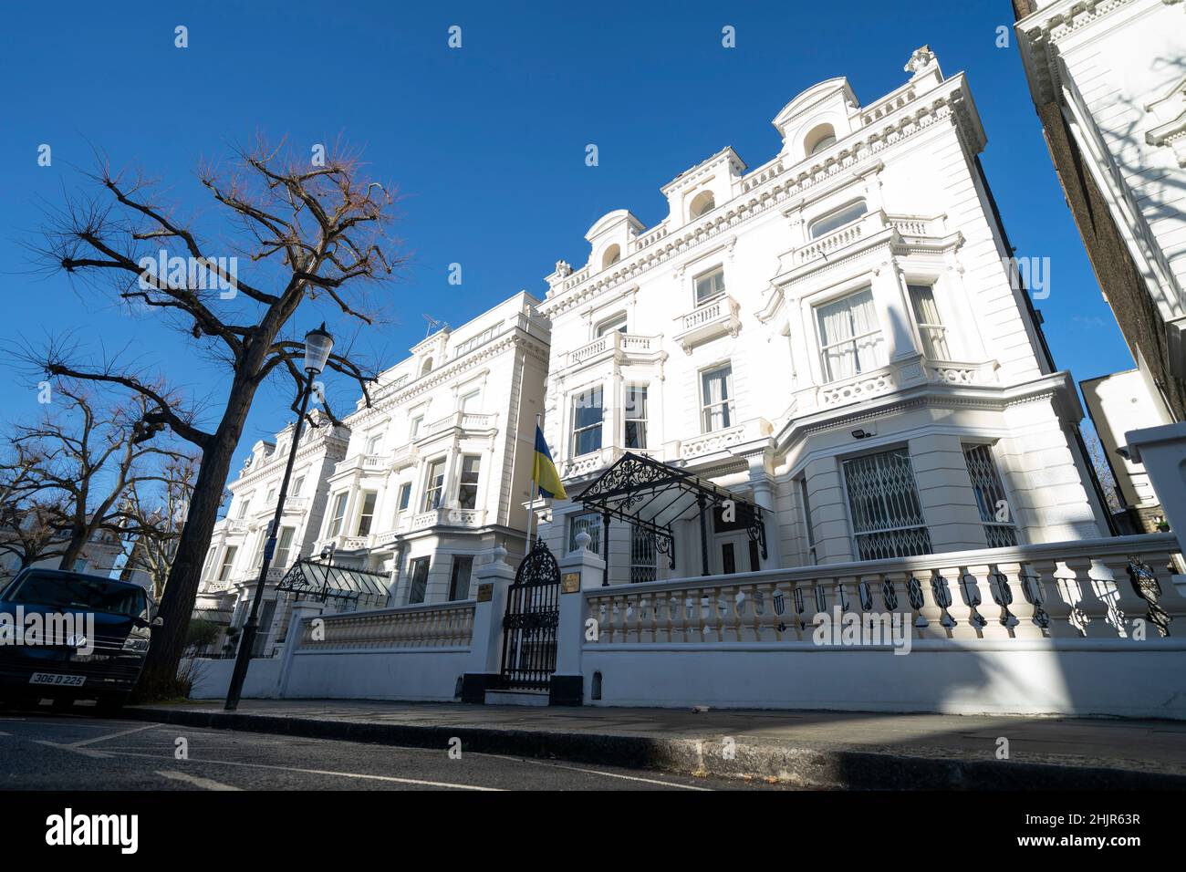 A general view of the Ukrainian Embassy in London. Prime Minister Boris ...