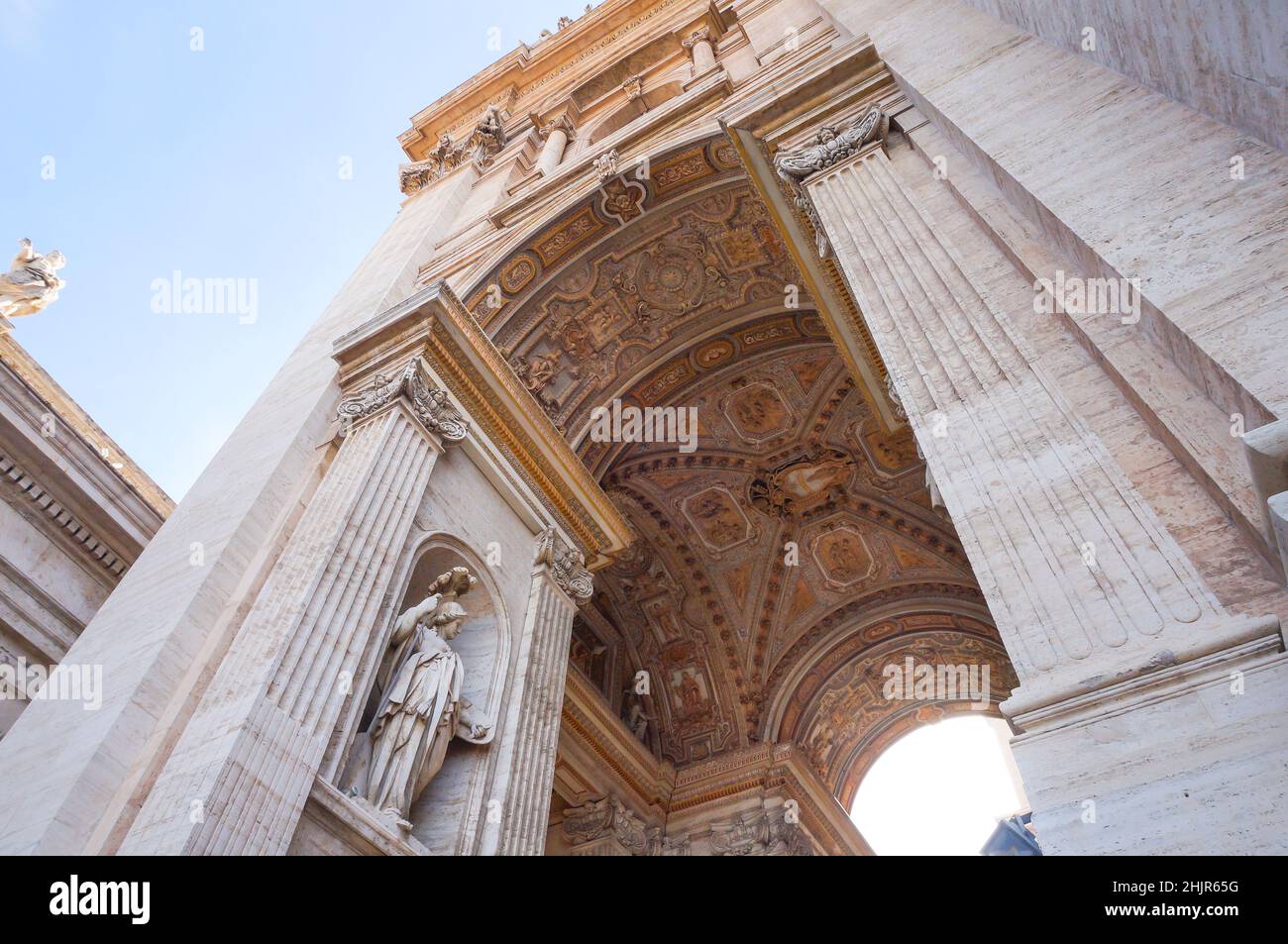 Gate Arco delle Campane on the border of the Vatican and Italy. Baroque ...