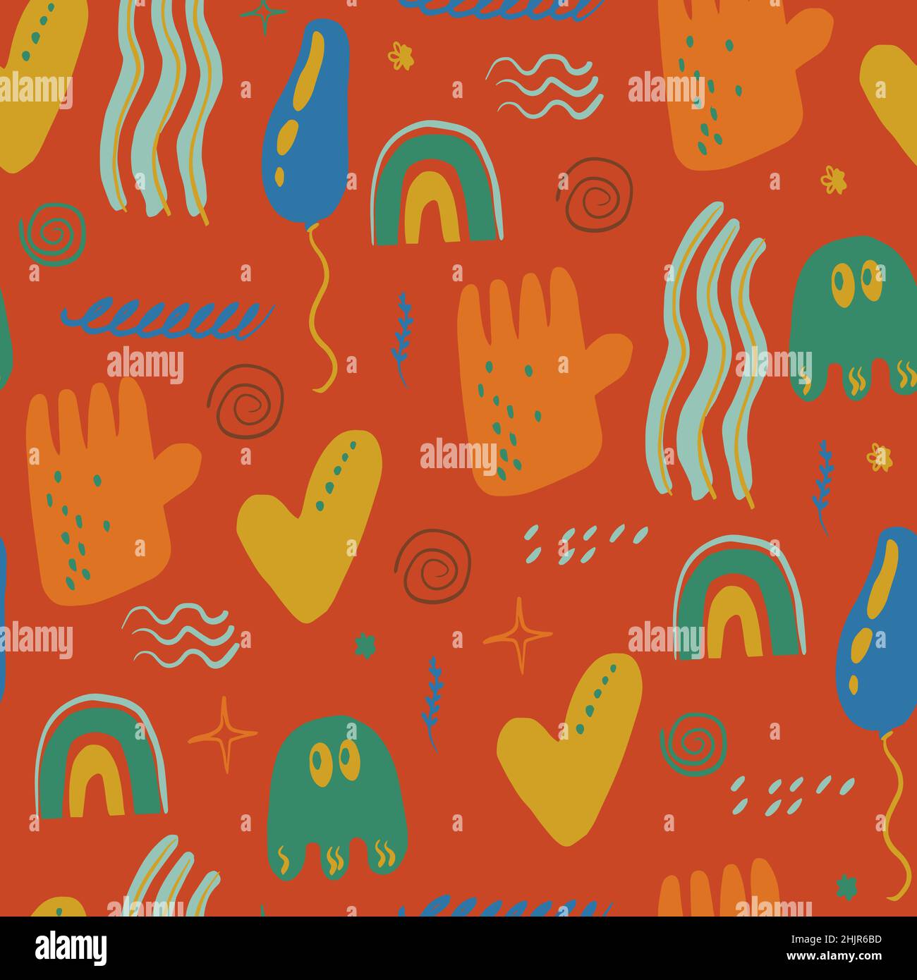 Vector abstract seamless pattern. Repeating various hand drawing ...