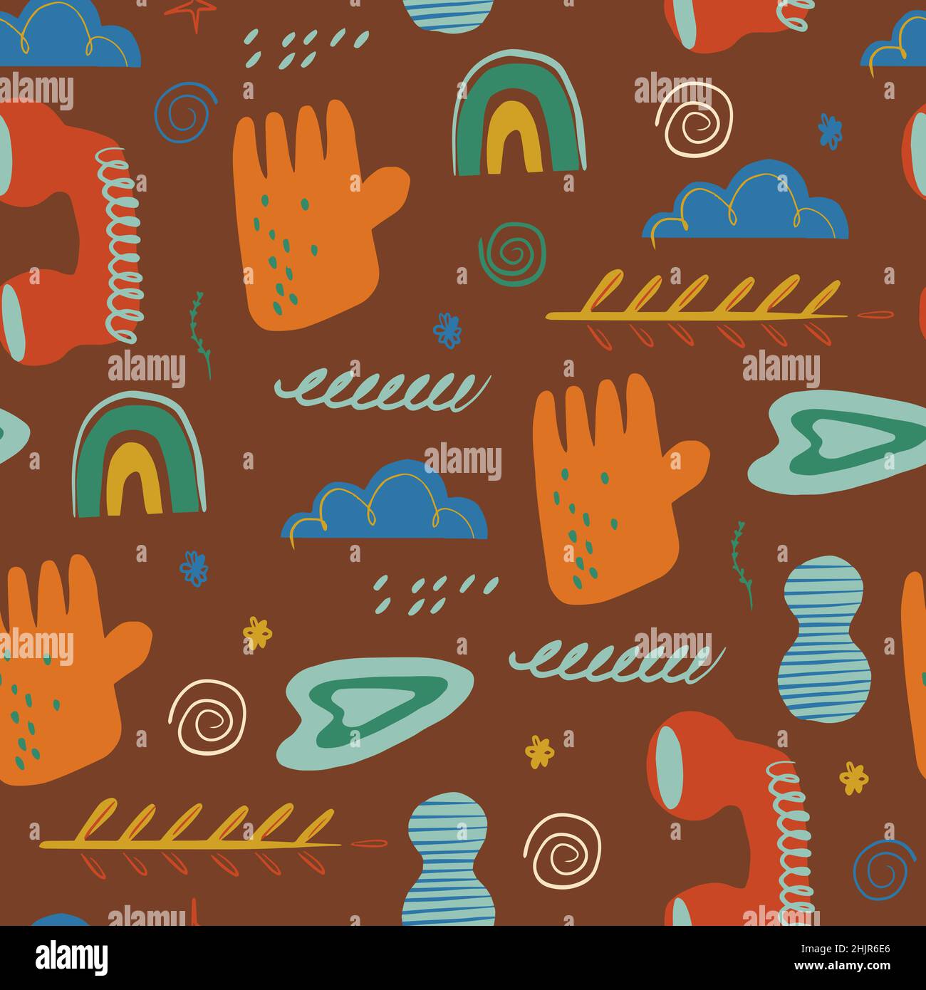 Vector abstract seamless pattern. Repeating various hand drawing ...
