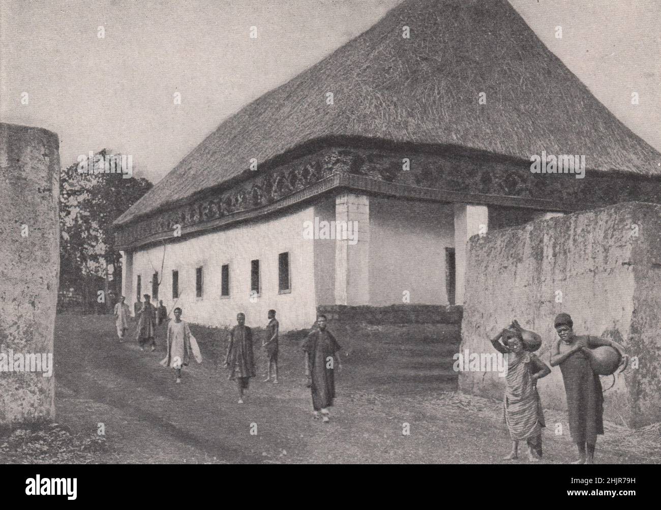 Whitewashed building of the native school at Fumban. Cameroon. West ...