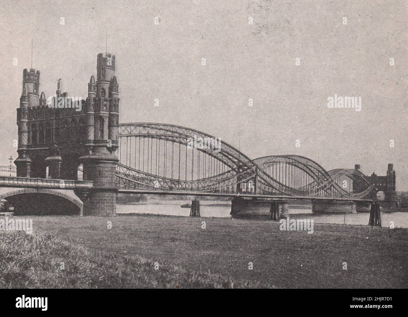 New Elbe Bridge above Hamburg's free Harbour. Germany (1923 Stock Photo ...