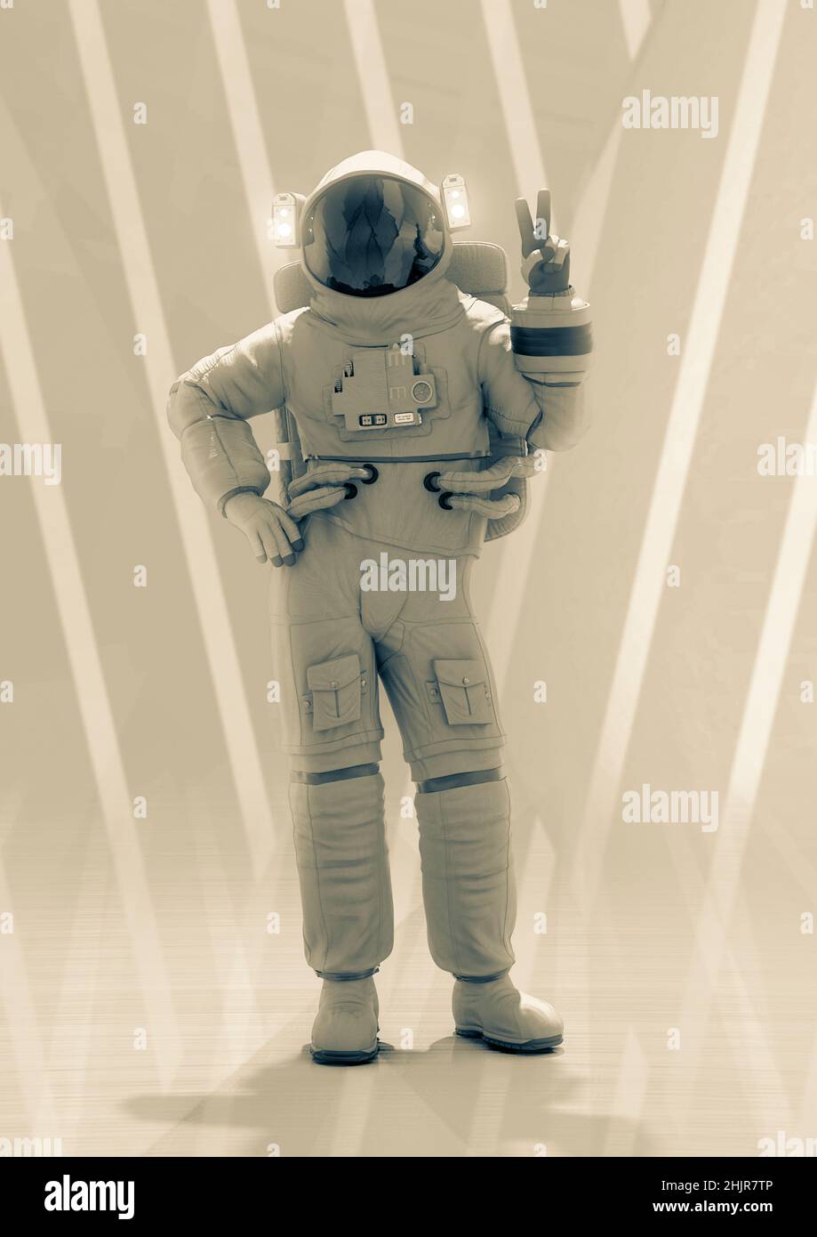 astronaut peace and love pin up pose, 3d illustration Stock Photo - Alamy