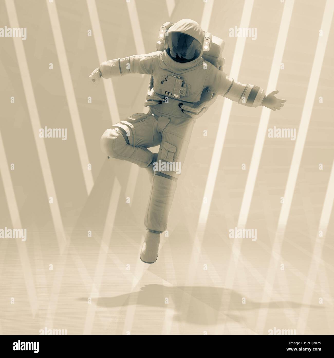 astronaut pin up landing pose, 3d illustration Stock Photo - Alamy