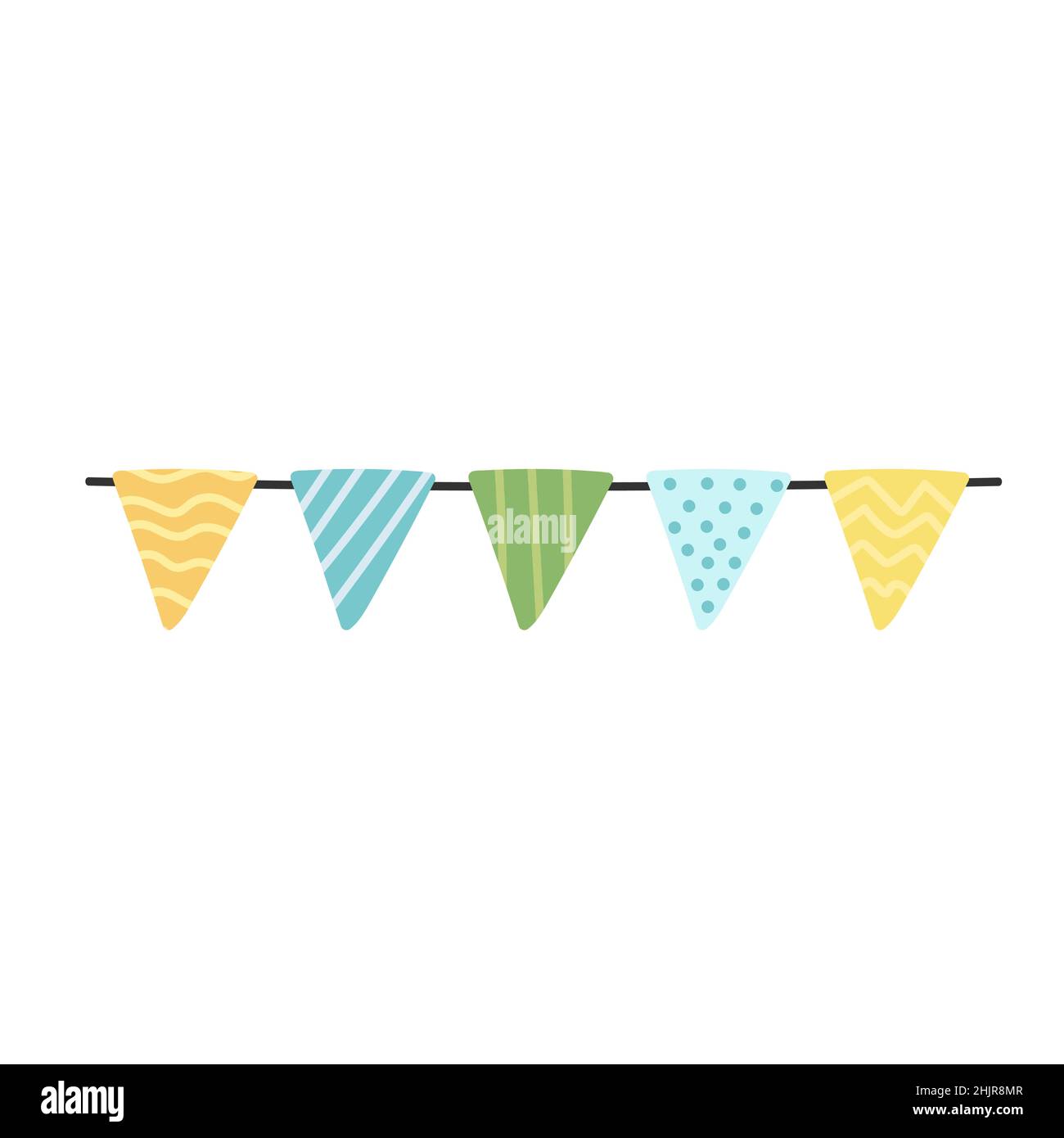 Vector cute pennants icon. Beautiful flags in hand drawn style ...