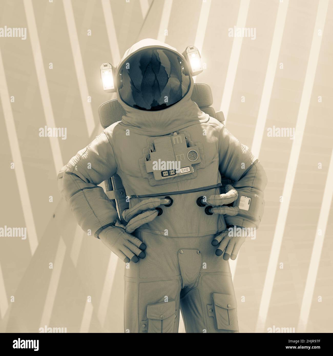 astronaut power pose pin up, 3d illustration Stock Photo - Alamy