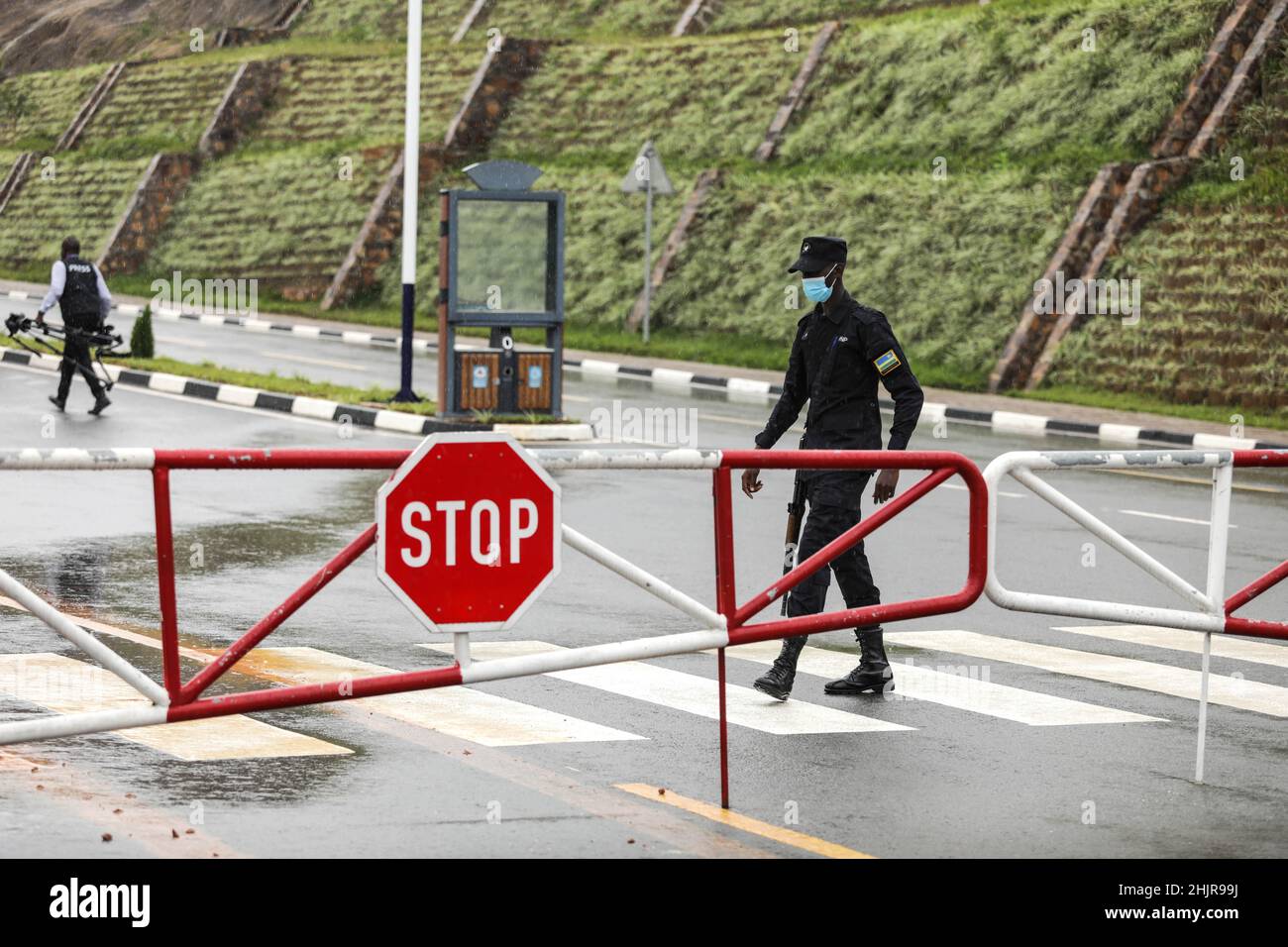 Kabale, Uganda. 31st Jan, 2022. A Rwandan police officer is seen at the ...