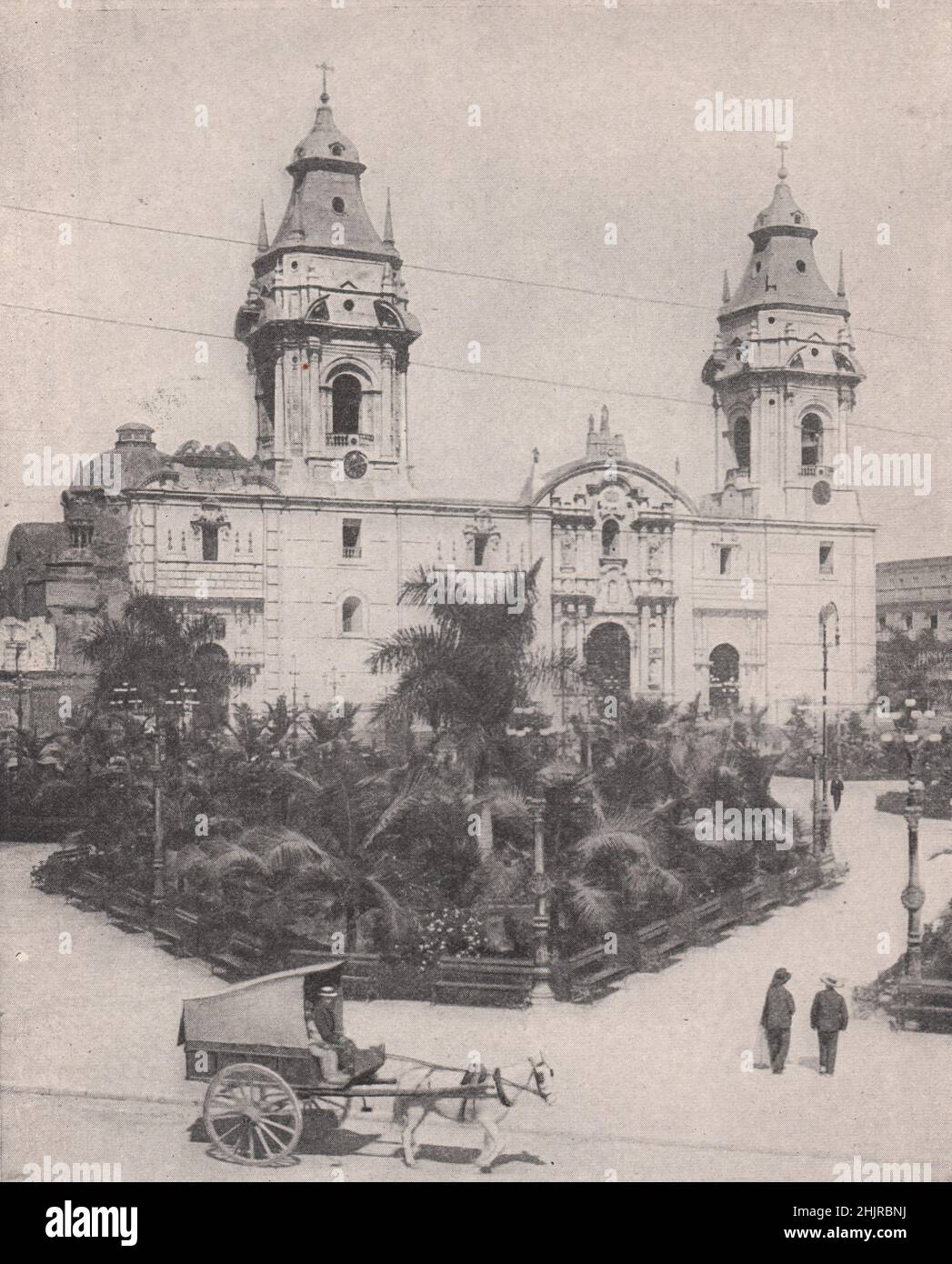 Western facade and main doorway of Lima's Cathedral. Peru (1923 Stock ...