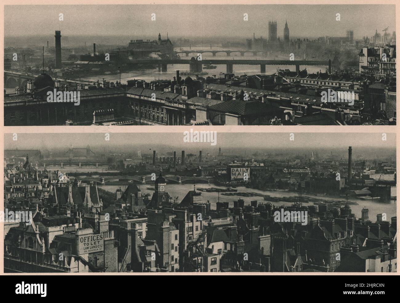 View from Bush House, Strand to Blackheath. River from Waterloo Bridge ...