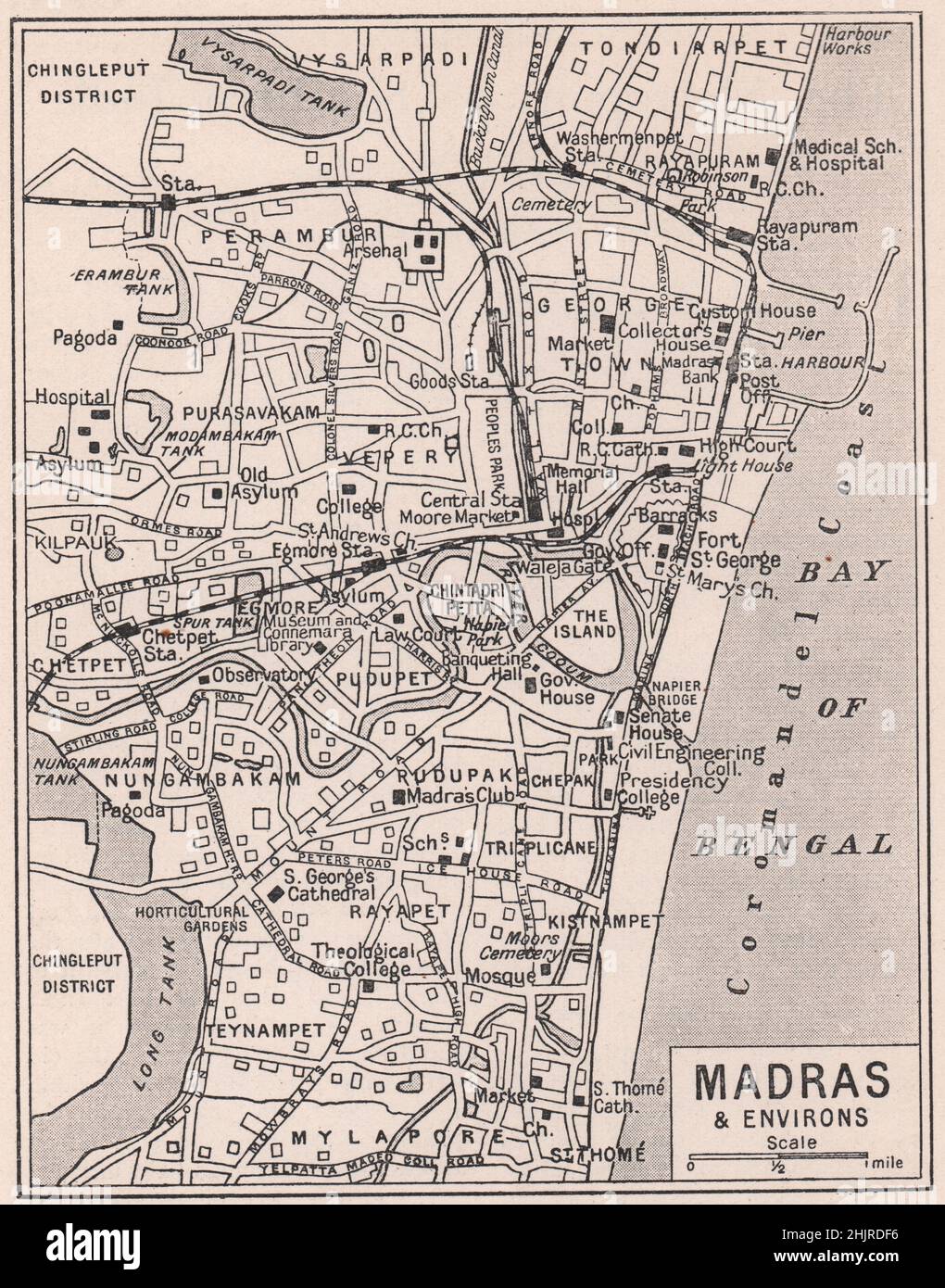 Great maritime clearing house for South India's trade. Madras (1923 map ...