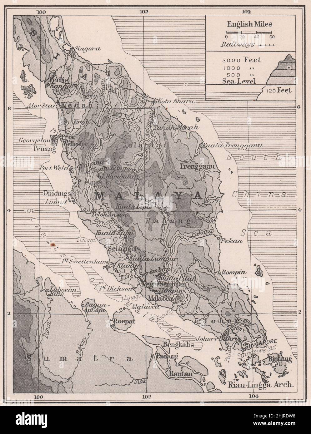 Malaya Map Robinson's Popular Map No. 316, Indonesia, Malaysia,