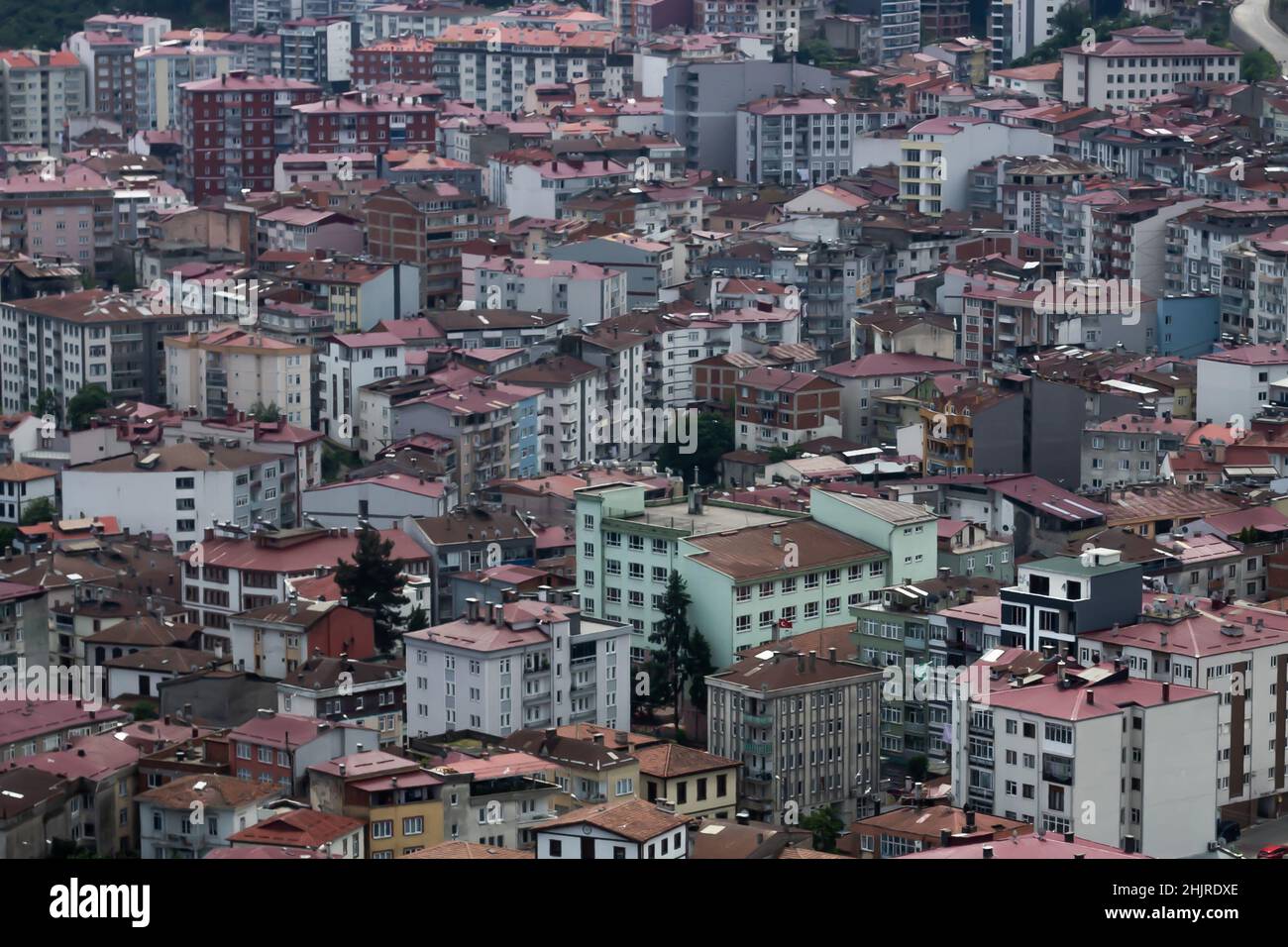 Crowded city aerial view, unplanned urbanization and crowded cities ...