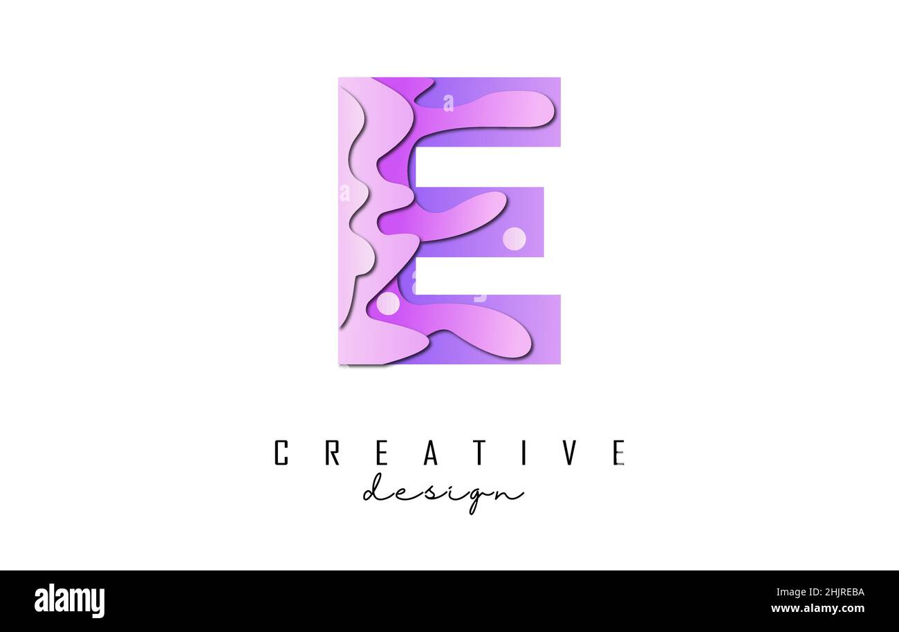 Letter E Logo with pop art and paper cut effect. Geometric vector ...