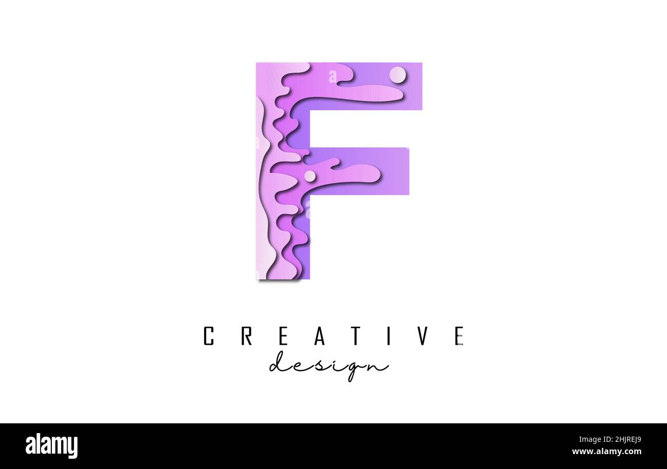 Letter F Logo with pop art and paper cut effect. Geometric vector ...