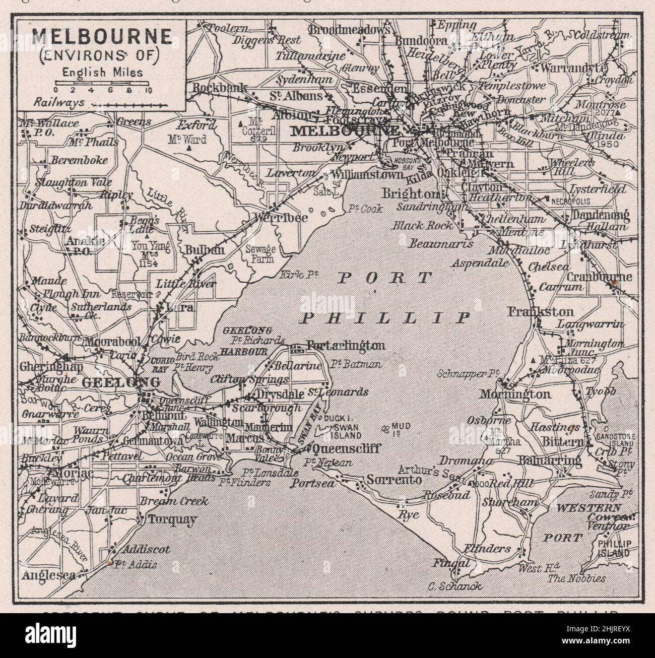 Crescent Curve of Melbourne's suburbs round Port Phillip. Victoria ...