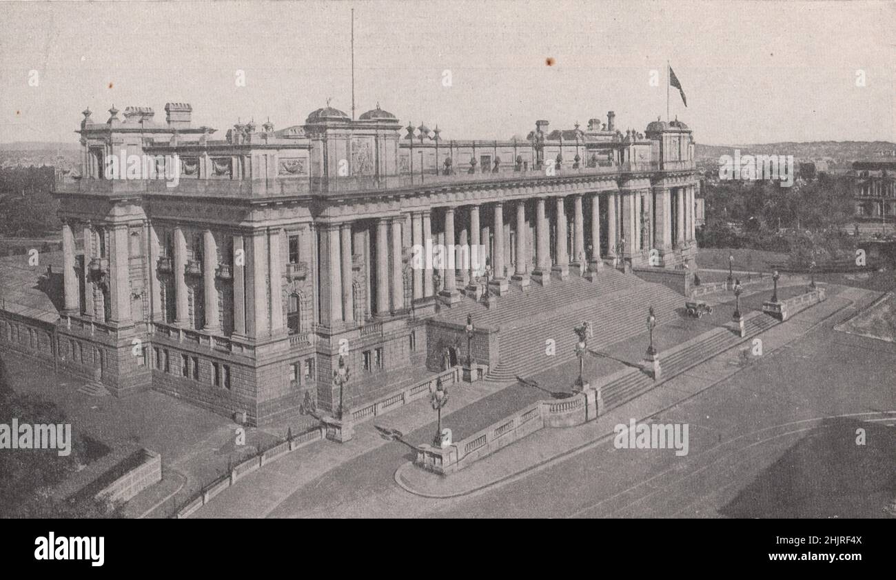 Imposing structure of the Federal Parliament house in Spring Street ...