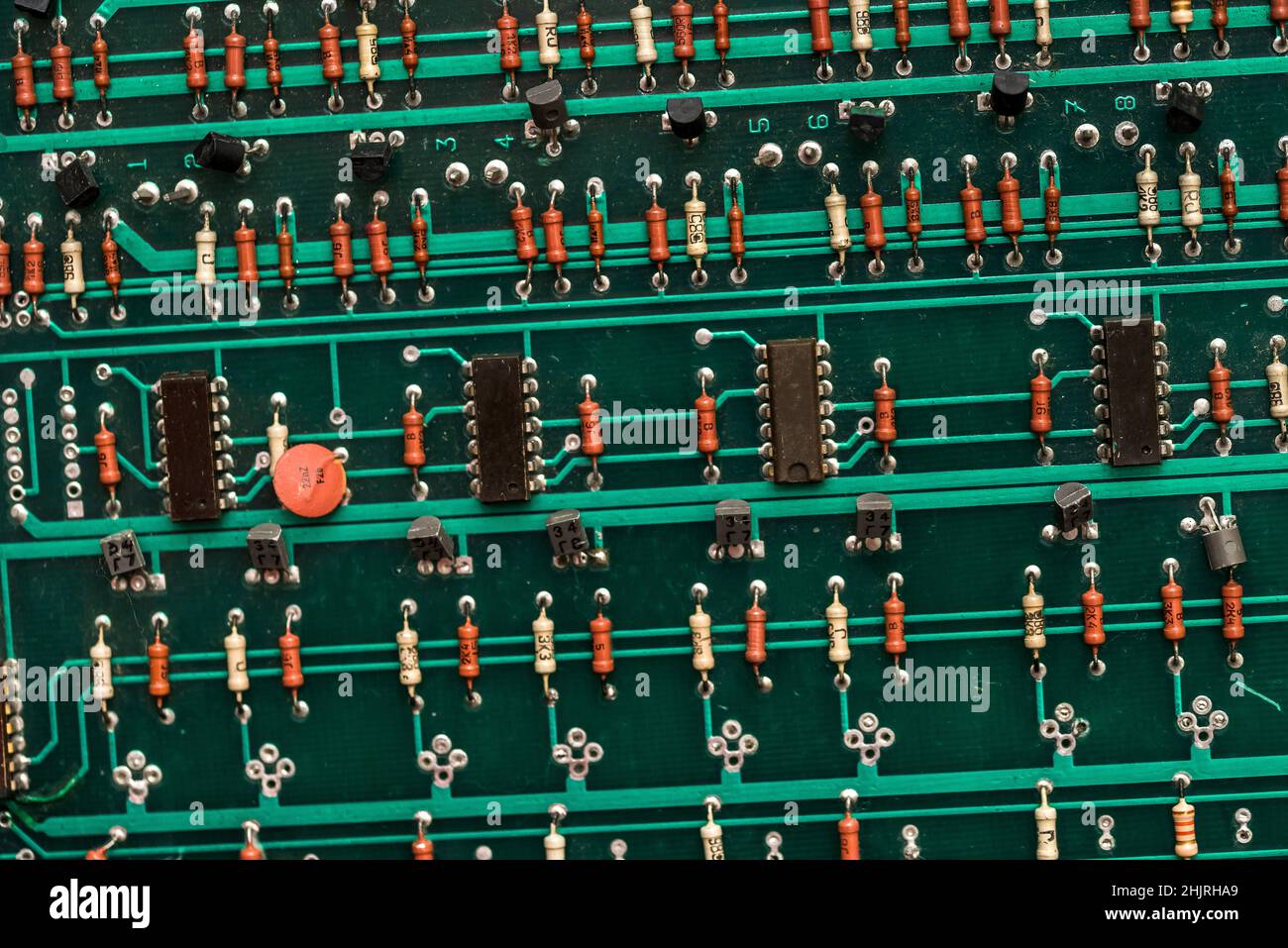 Close Up of green electronic circuit board Stock Photo - Alamy