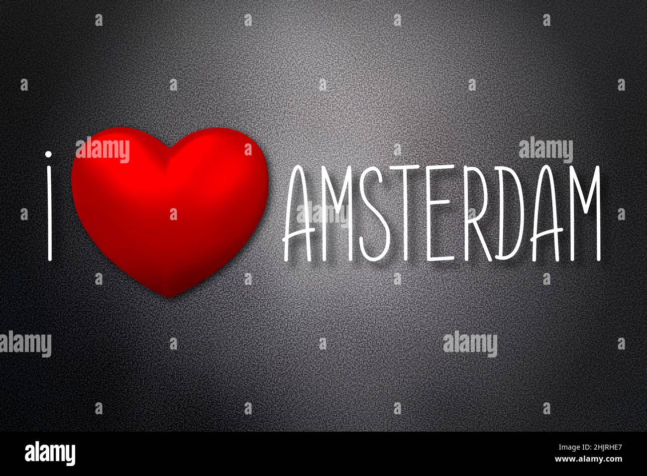 I love Amsterdam - heart shape, black background - 3D illustration ...