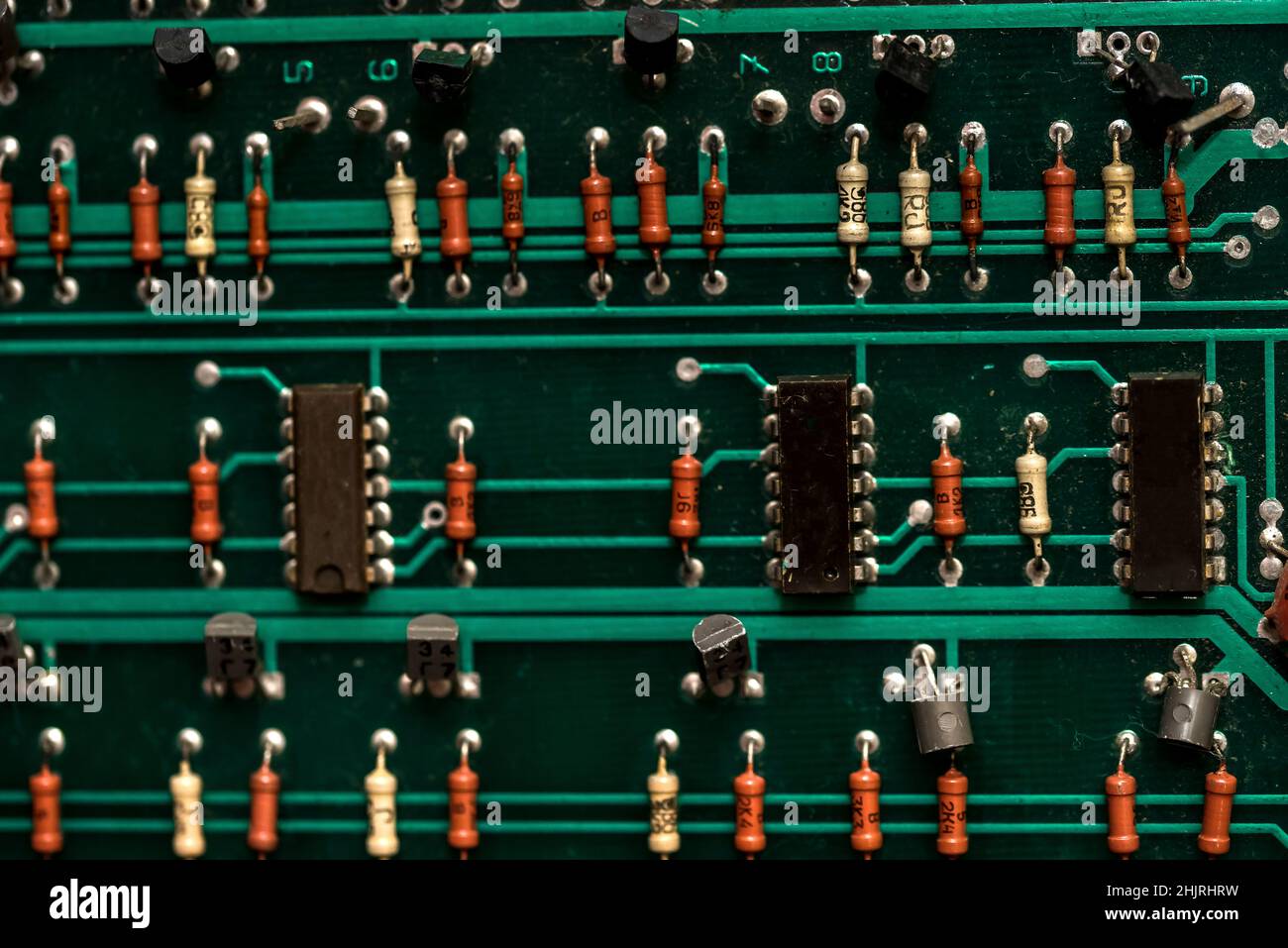 Close Up of green electronic circuit board Stock Photo - Alamy