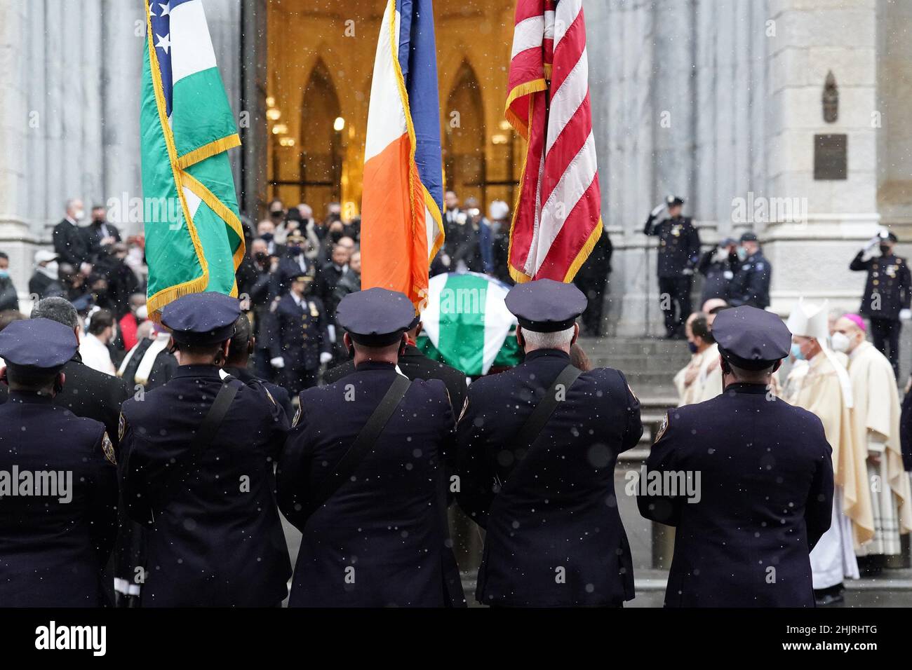 New York, NY, USA. 31st Jan, 2022. Jason Rivera, coffin, mourners in ...