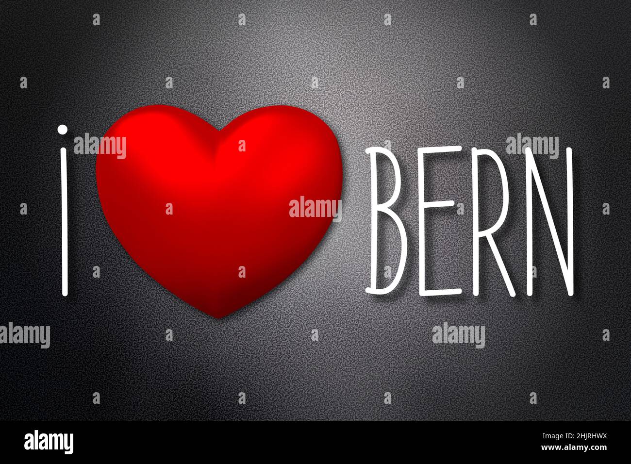 I love Bern - heart shape, black background - 3D illustration Stock ...