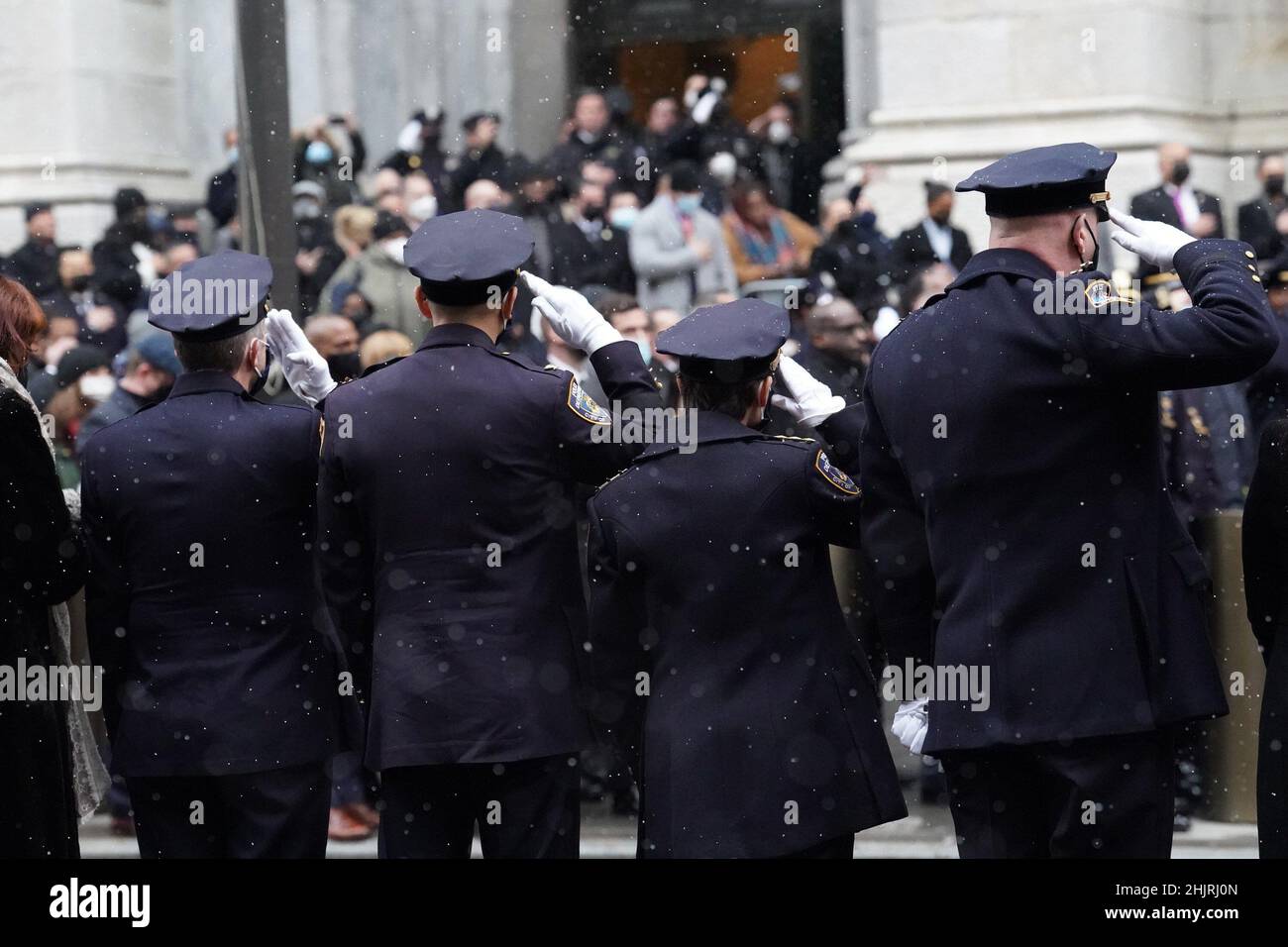 Nypd officer jason rivera funeral hi-res stock photography and images ...