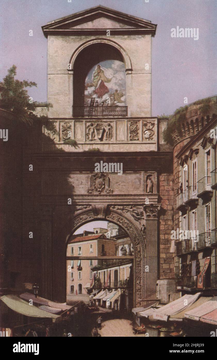 The sculptured Porta Capuana, flanked by two round towers, is one of ...