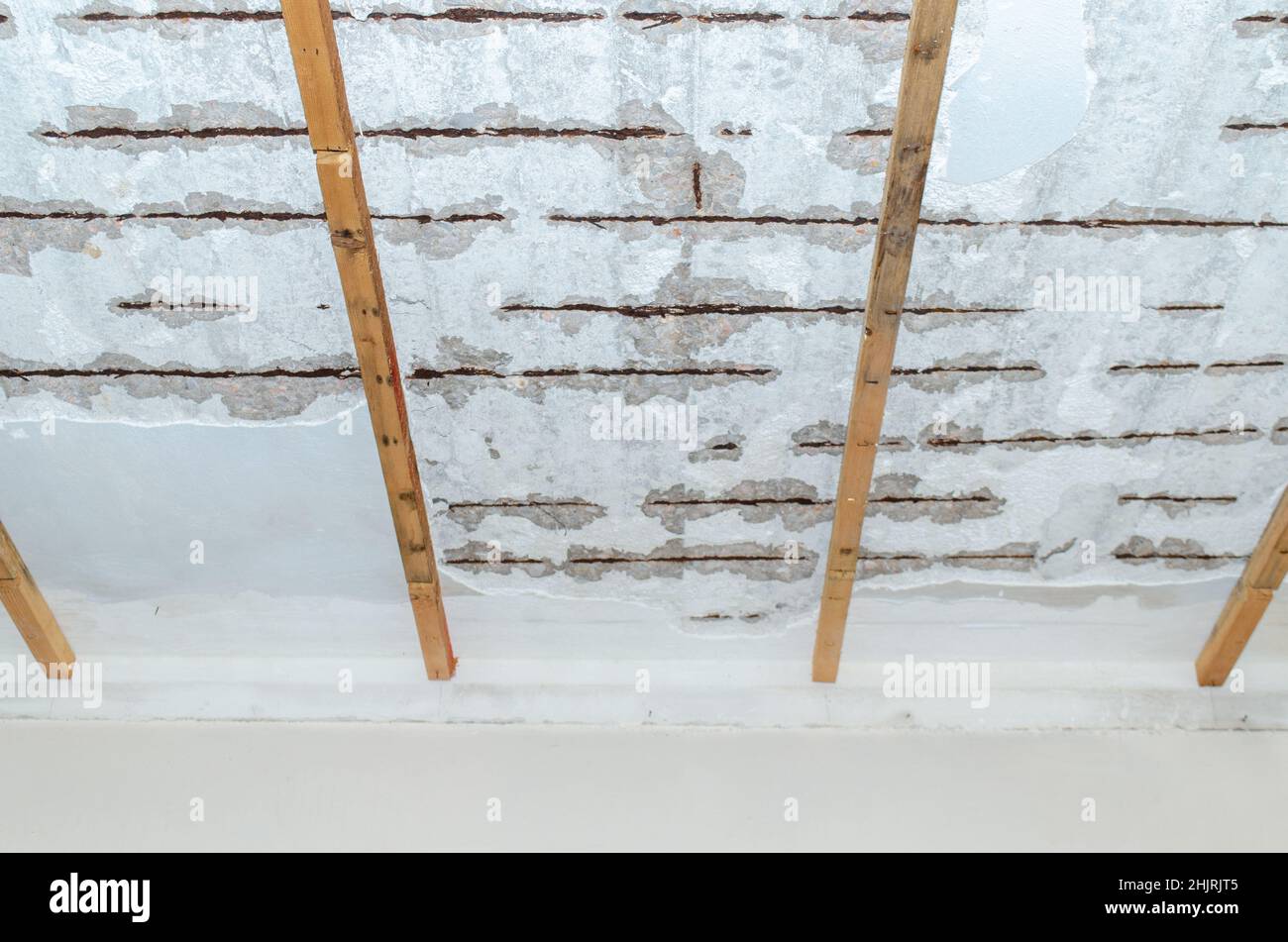 mold damage weathered roof house cement disintegration rusty iron ...