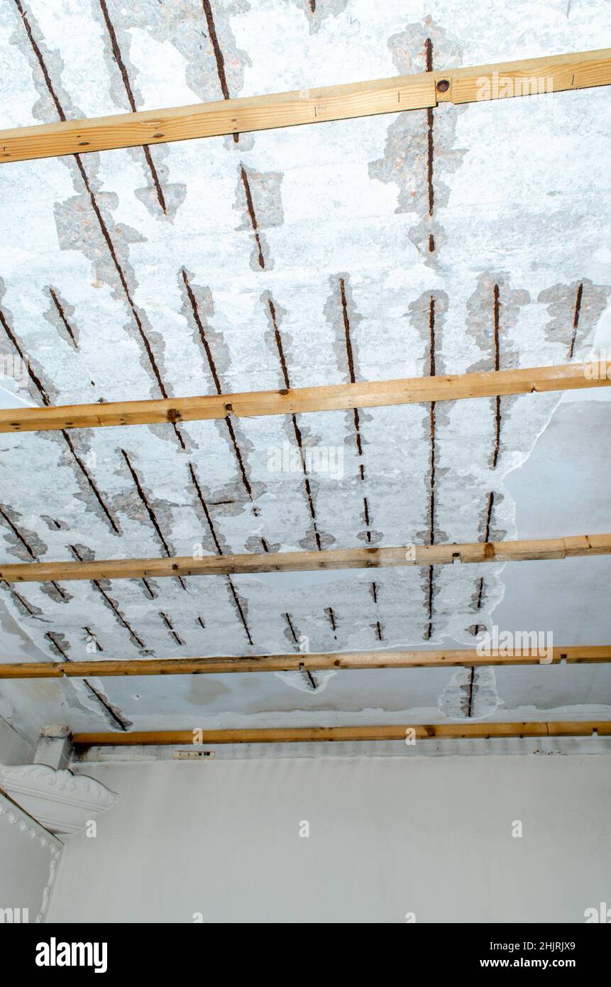 mold damage weathered roof house cement disintegration rusty iron ...