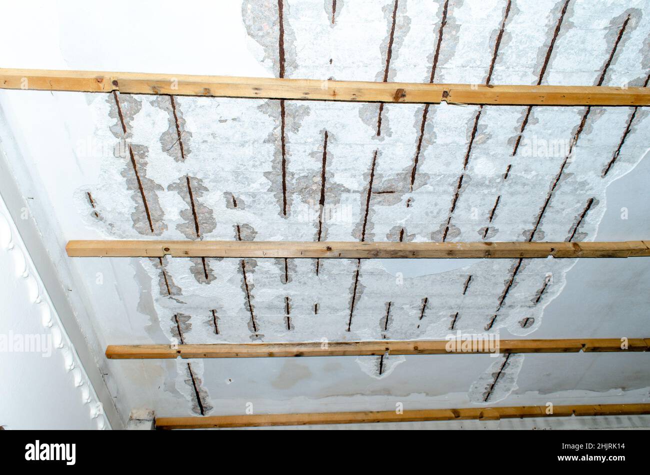 mold damage weathered roof house cement disintegration rusty iron ...