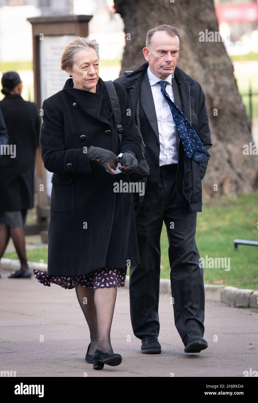 Andrew Marr and Jackie Ashley arriving for the funeral of Labour MP ...