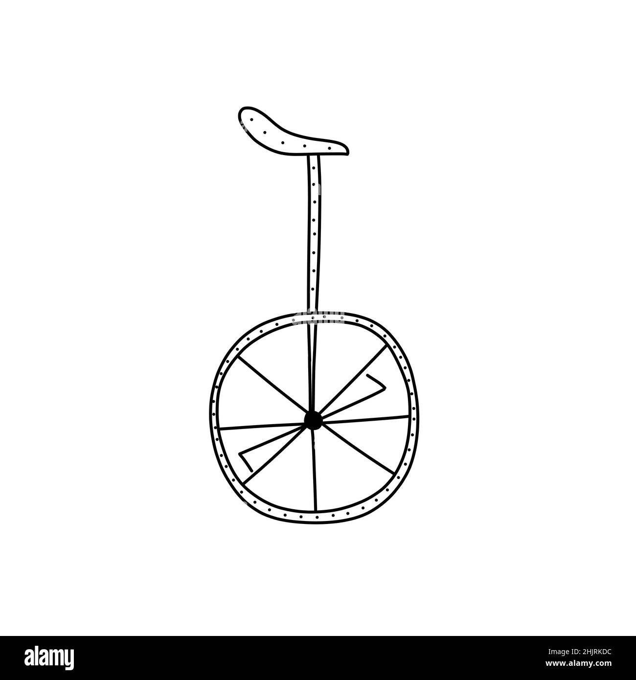 Hand drawn vector illustration of unicicle in doodle style. Cute ...