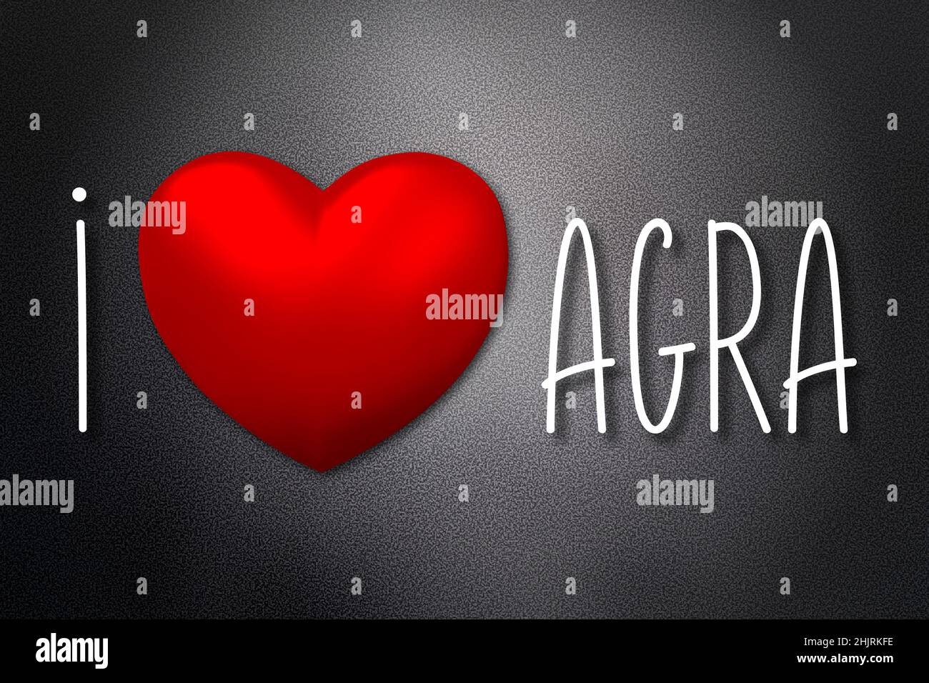 I love Agra - heart shape, black background - 3D illustration Stock ...