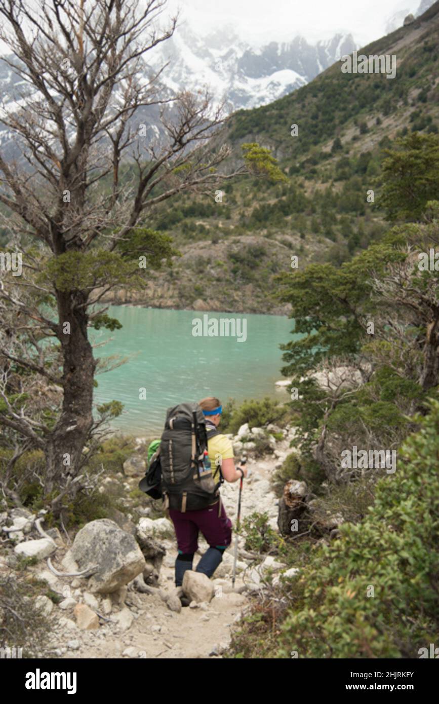 Hiking the W-Circuit, Patagonia, Chile Stock Photo - Alamy