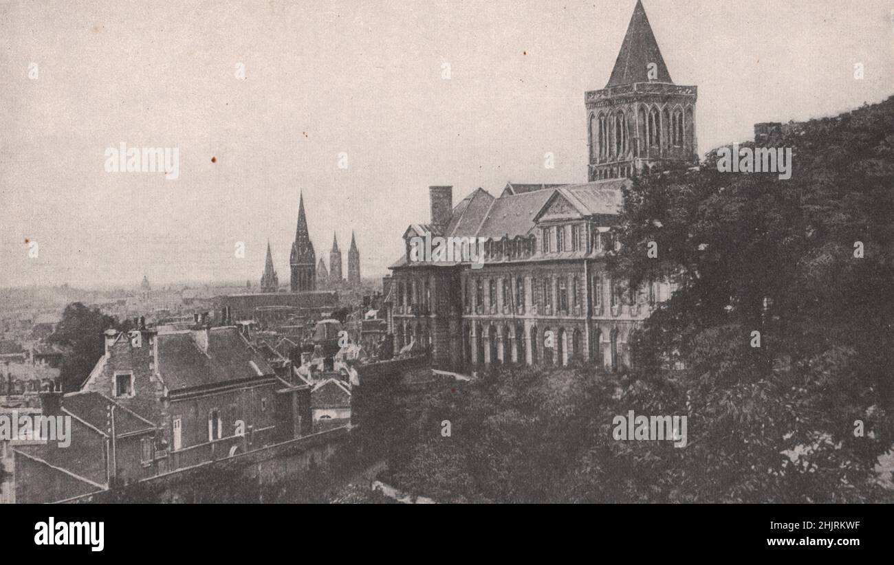 The spires of Caen, river port and chief city of the department of ...