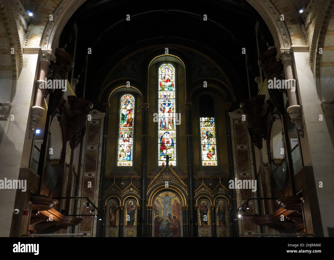 Stained glass windows in St Marks Church N Audley Street, London Stock ...