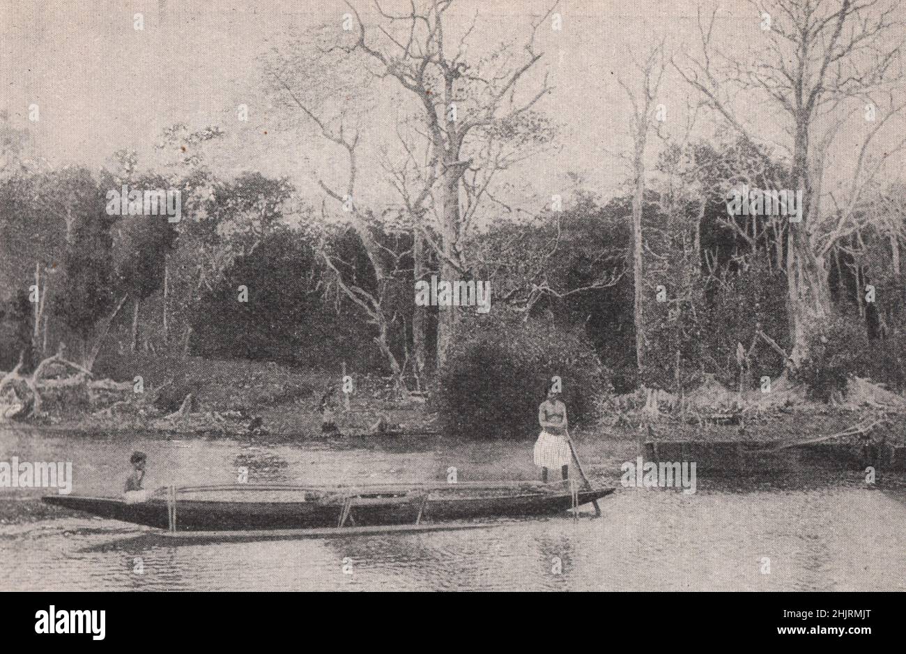 Outrigger canoe on the Kiti river in the Island of Ponape. Micronesia ...