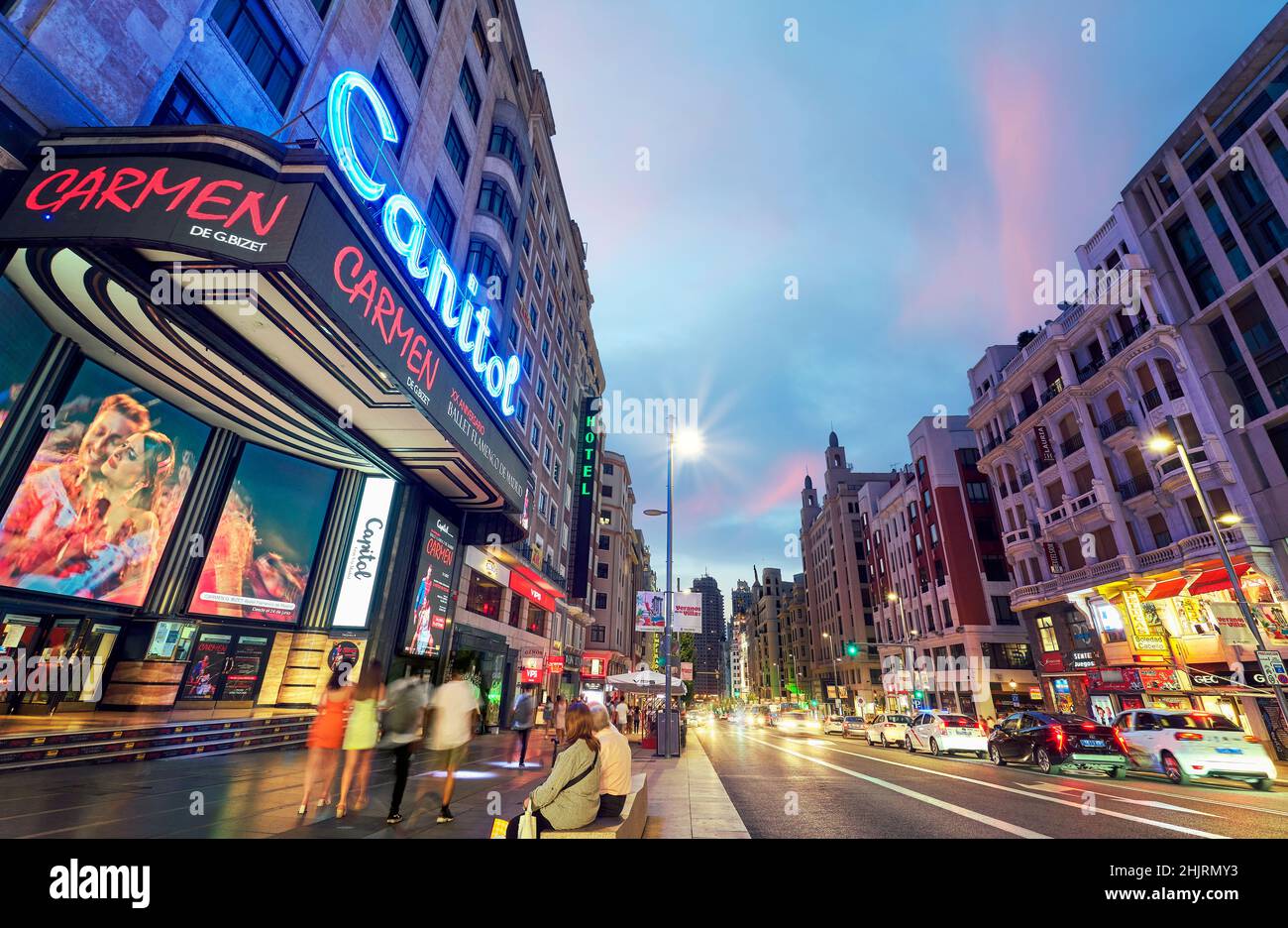 Capitol theater at Gran Via street, Madrid, Spain Stock Photo - Alamy